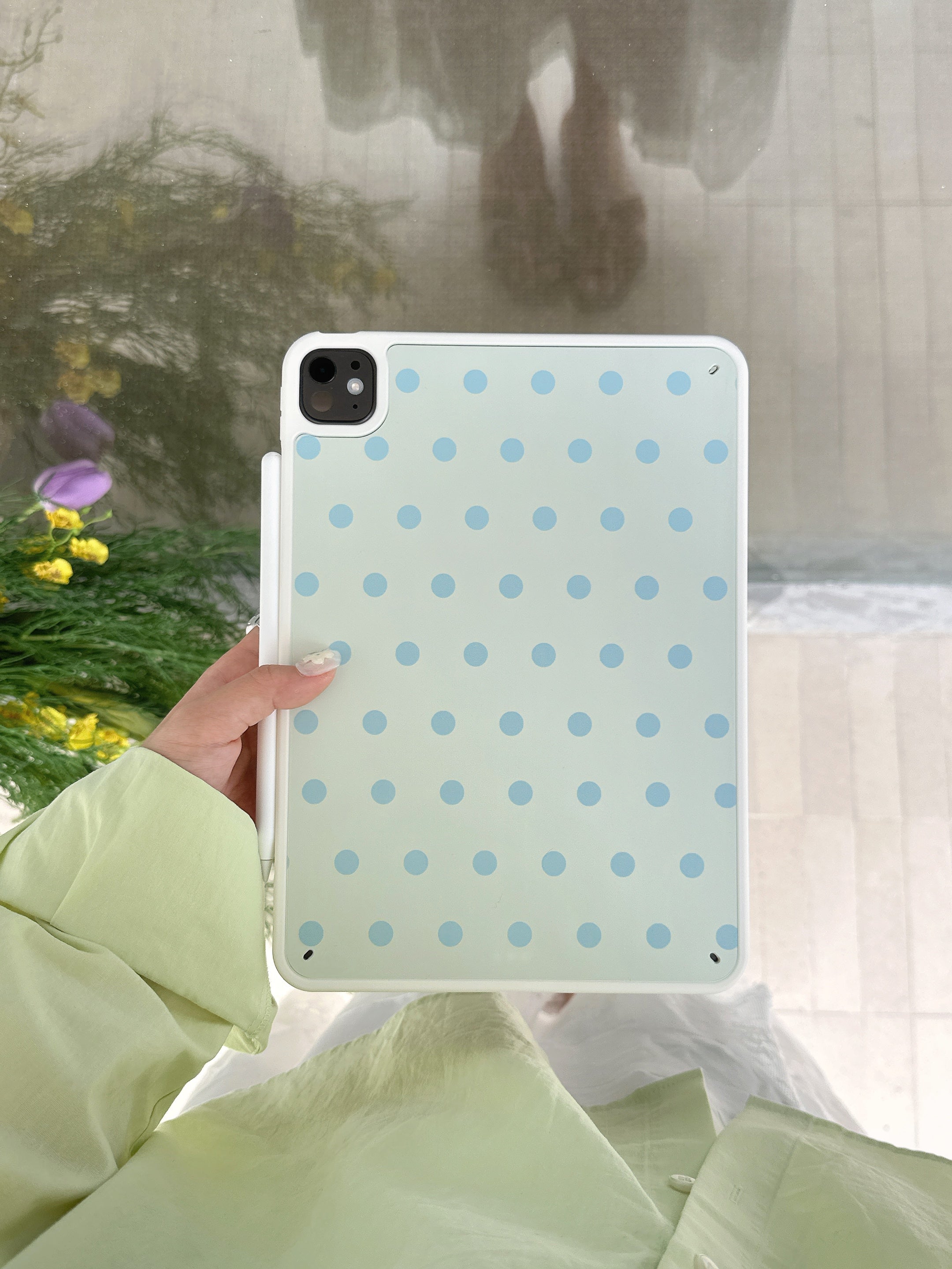 Pastel Blue Polka Dot iPad Case – Minimal & Playful Design – Kalakaar ...