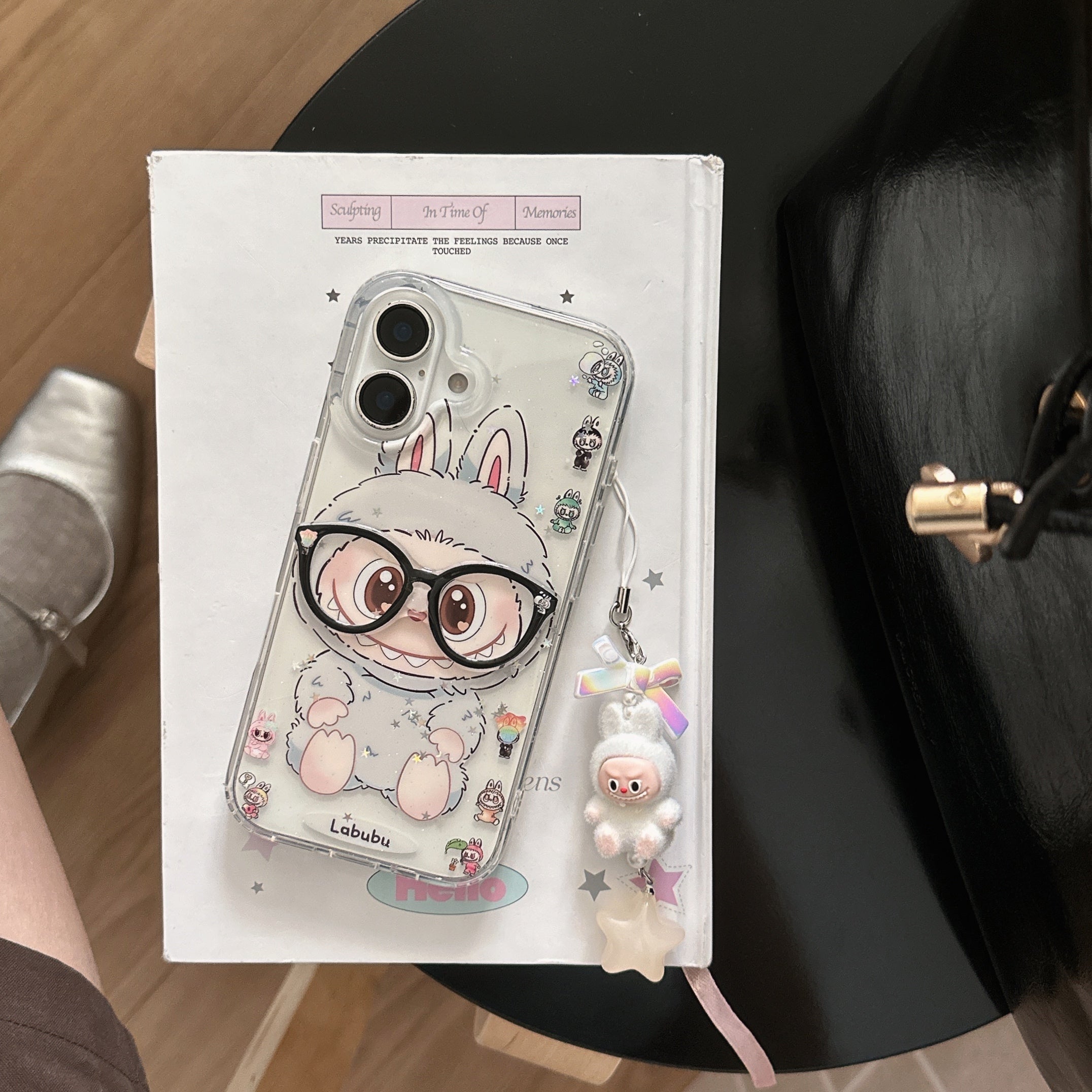 Cute Clear iPhone Case With Cute Glasses Design & Plush Charms – Cute ...