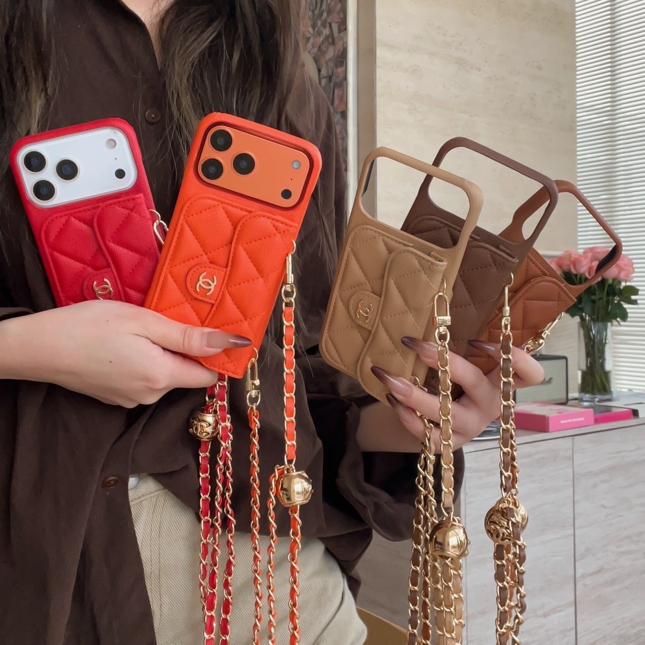 Luxury Quilted iPhone Case with Chain Strap & Mini Purse Design ...