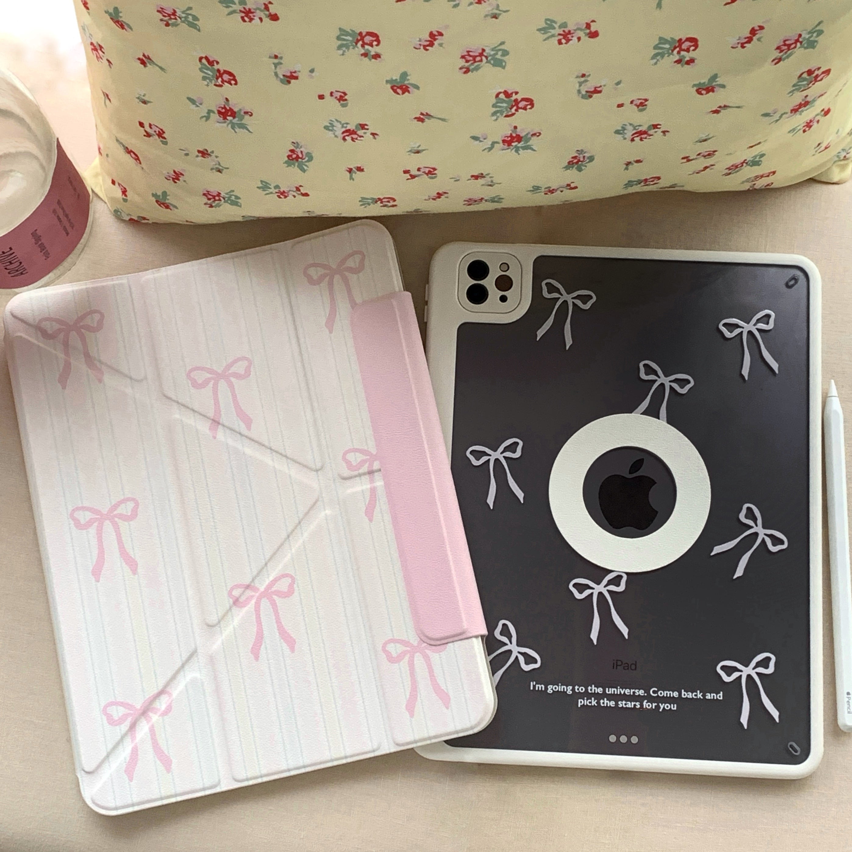 Pink Bow iPad Case – Soft Girl Aesthetic with Quote – Kalakaar Indiaa