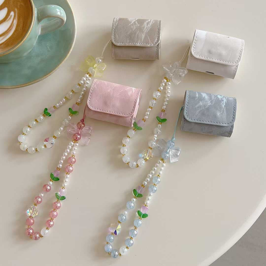 Pastel Color Leather Airpod Case With Cute Charm – Kalakaar Indiaa