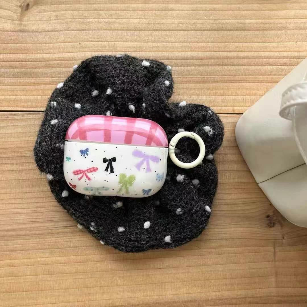 Bow Pattern Airpod Case With Bow Charm – Kalakaar Indiaa