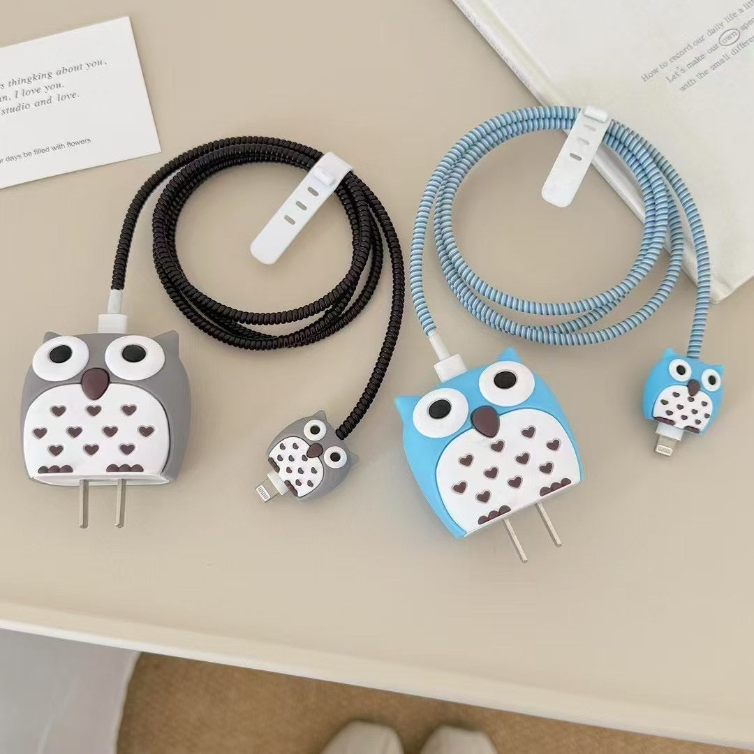 3D Cute Owl Charger Case For iPhone With Cable Protection – Kalakaar Indiaa