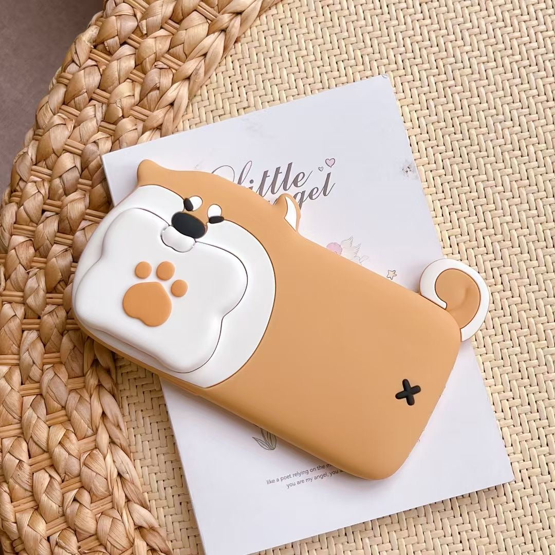Cute Dog Bite Silicone iPhone Case with 3D Bone Stand – Brown Puppy De ...