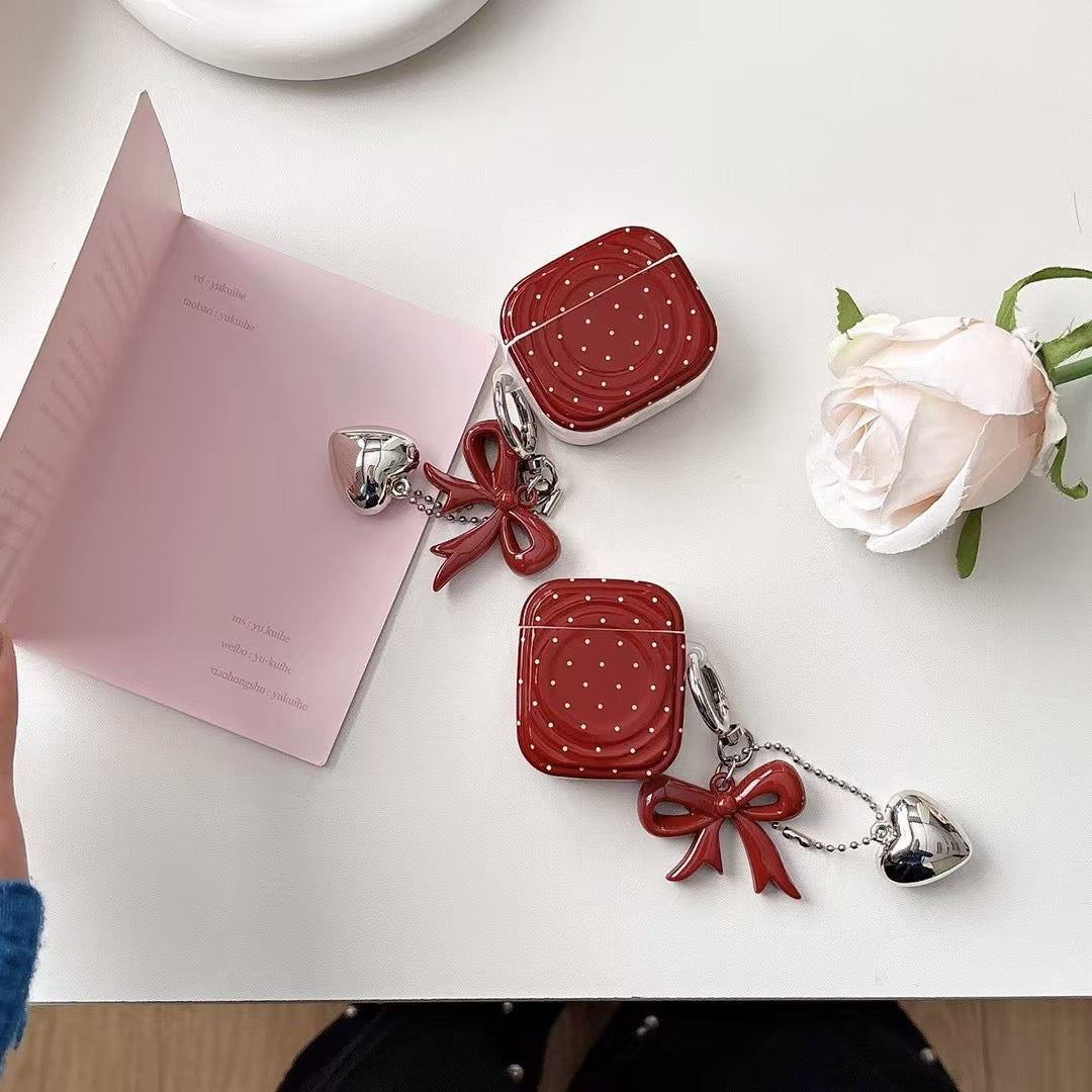 Polka Ripple Designer Case For Airpod With Bow Charm – Kalakaar Indiaa