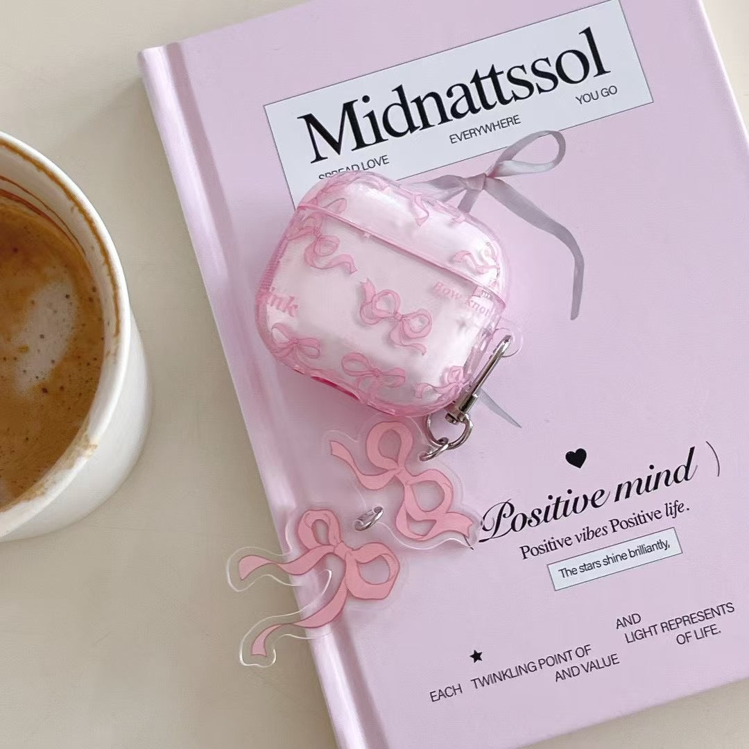 Pink Bows Silicon Airpod Case With Charm – Kalakaar Indiaa