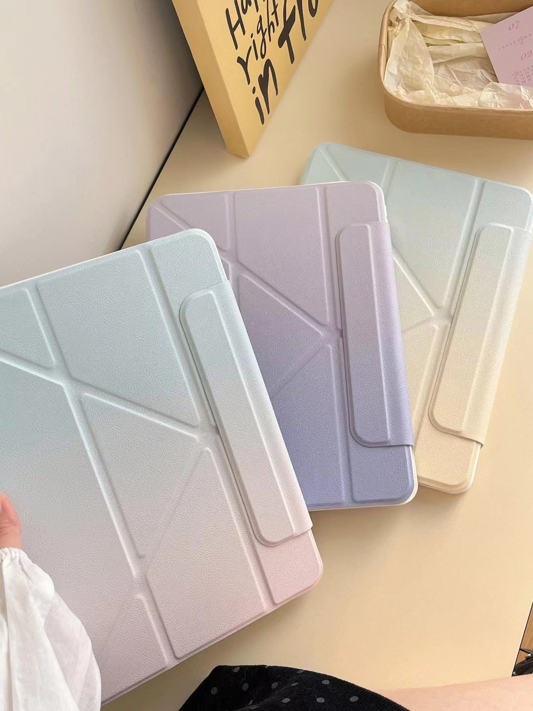 Pastel Gradient Smart iPad Case – Tri-Fold Magnetic Stand Cover ...