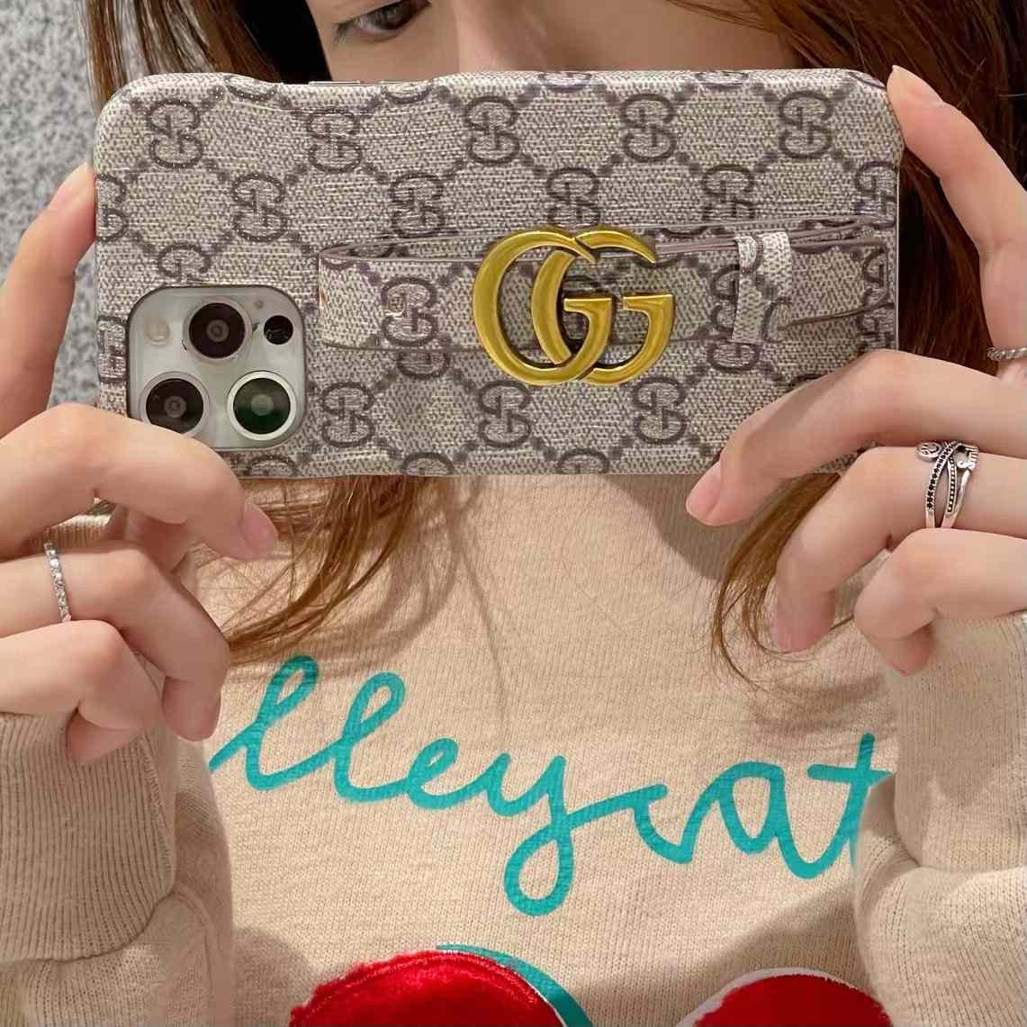 Luxury Branded Designer Leather Case For iPhone With Belt Holder ...