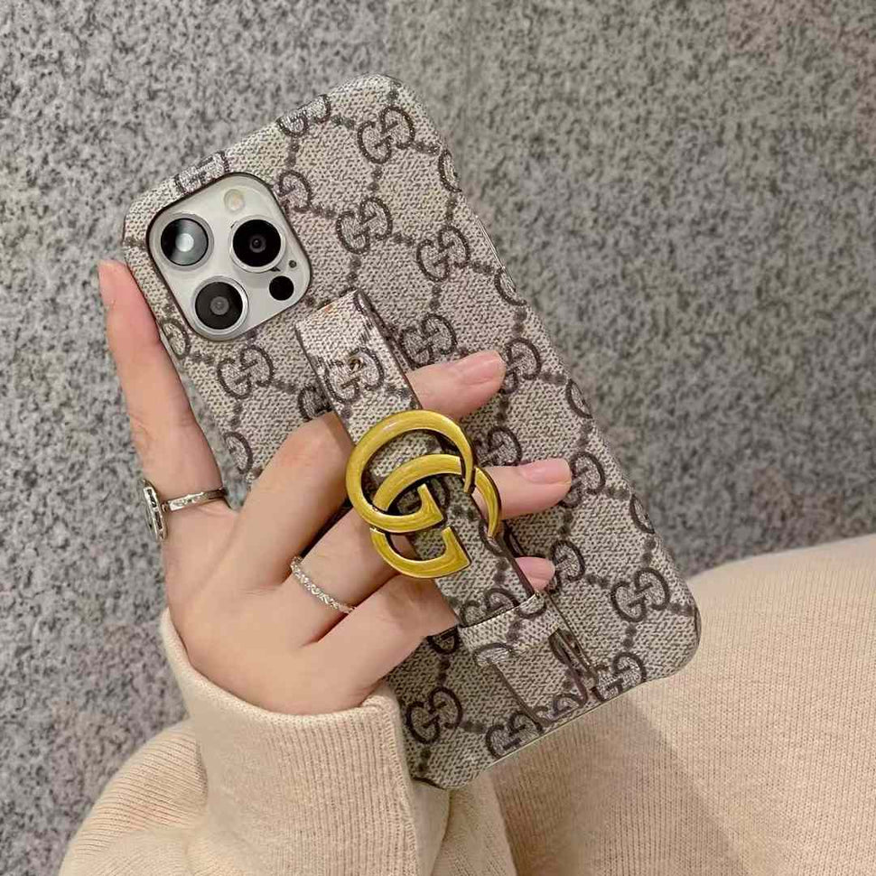 Luxury Branded Designer Leather Case For iPhone With Belt Holder ...