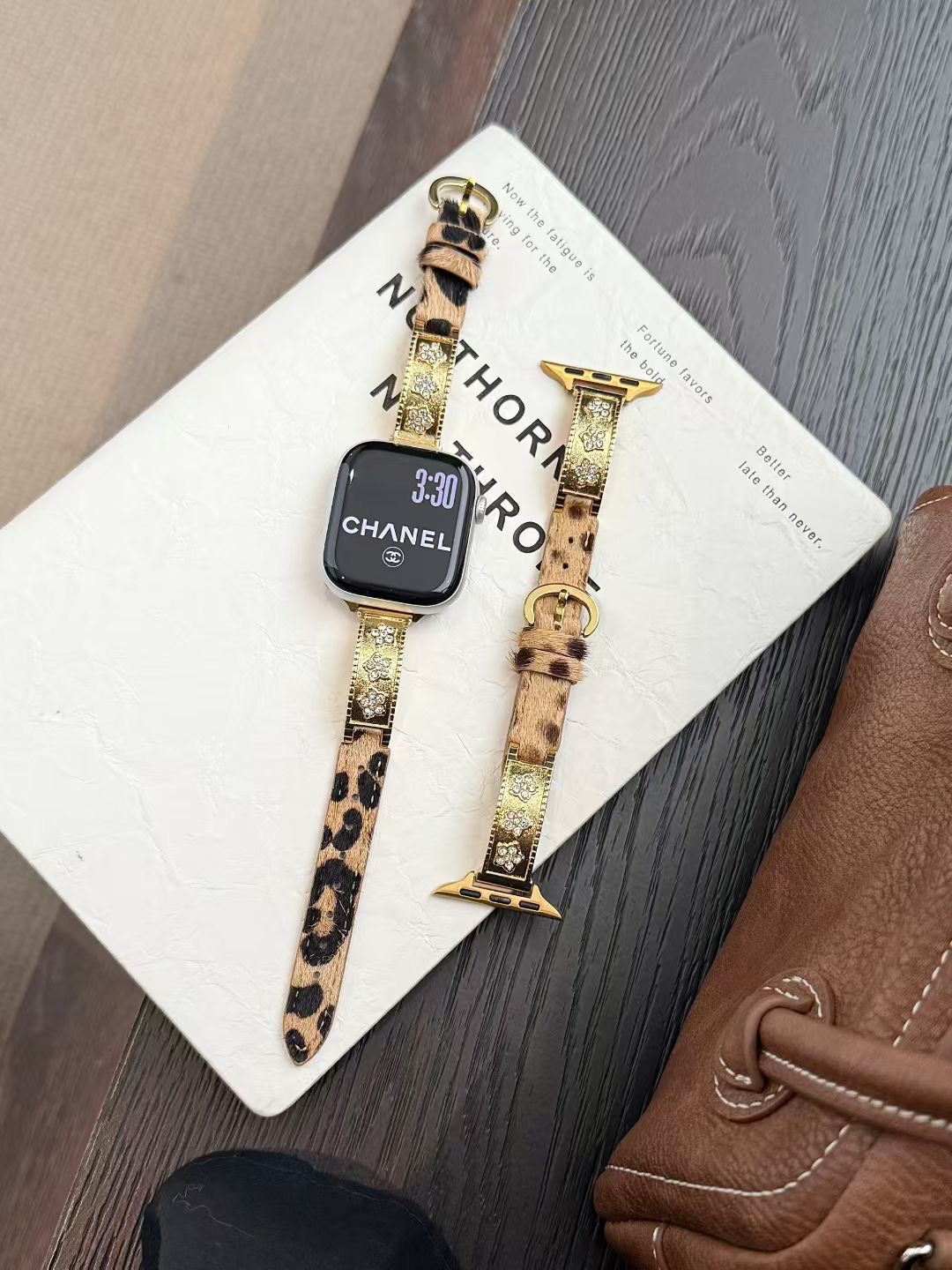 Luxe Leopard Print Watch Band with Crystal Accents – For Apple Watch ...