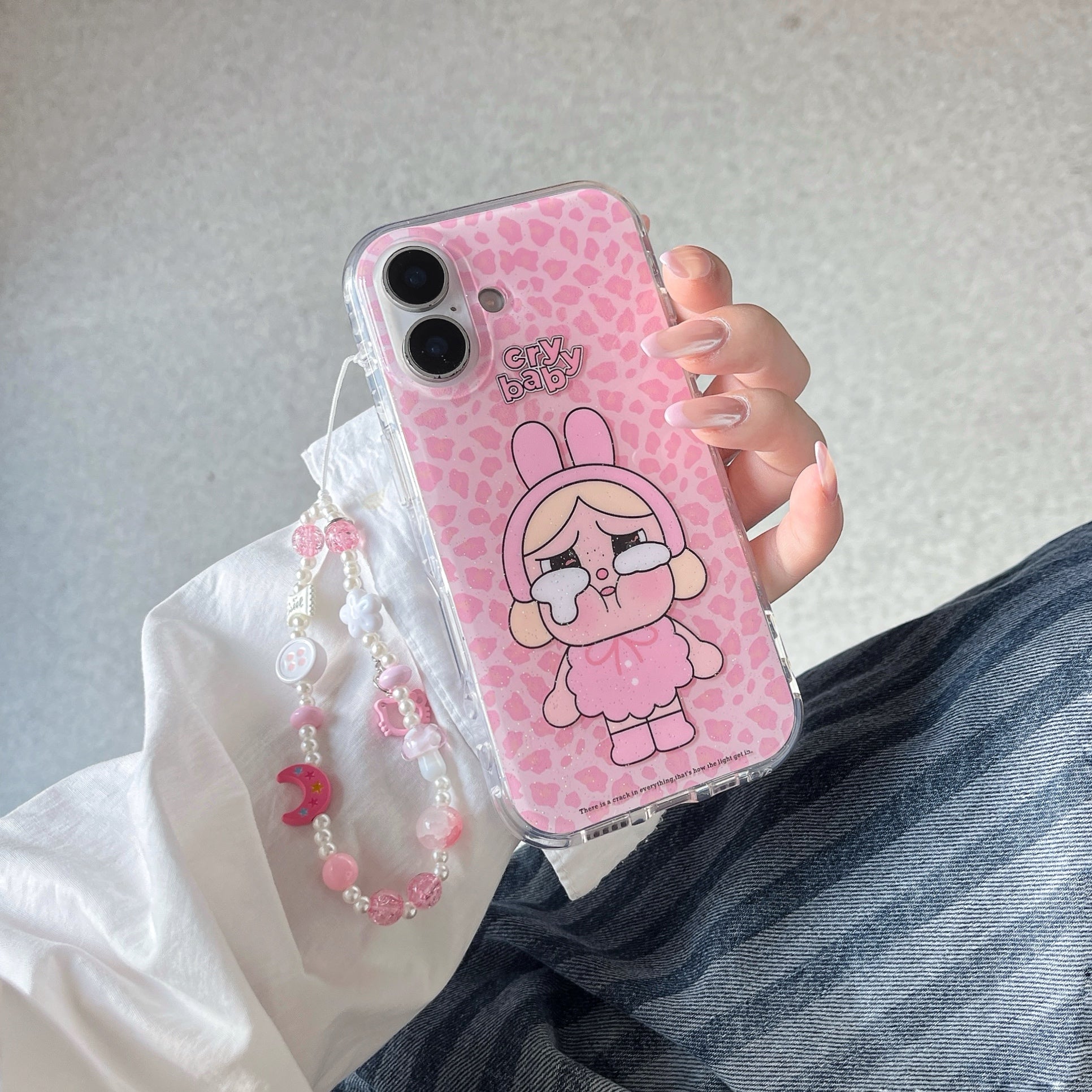 Crying Baby Pink Leopard Case with Beaded Charm – For iPhone – Kalakaar ...