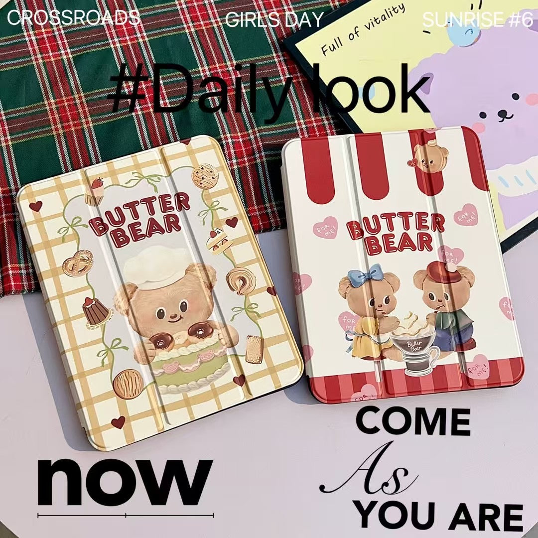 Butter Bear iPad Case – Cute Cartoon Bear Stand Case for iPad ...