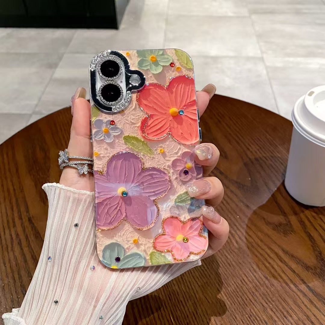 3D Floral Embossed iPhone Cases With Rhinestone Camera Ring – Kalakaar ...