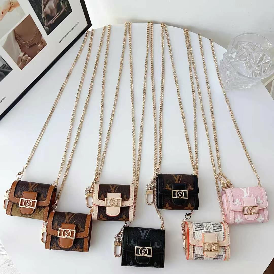 Luxury Branded Leather Case For Airpod With Chain 2 – Kalakaar Indiaa