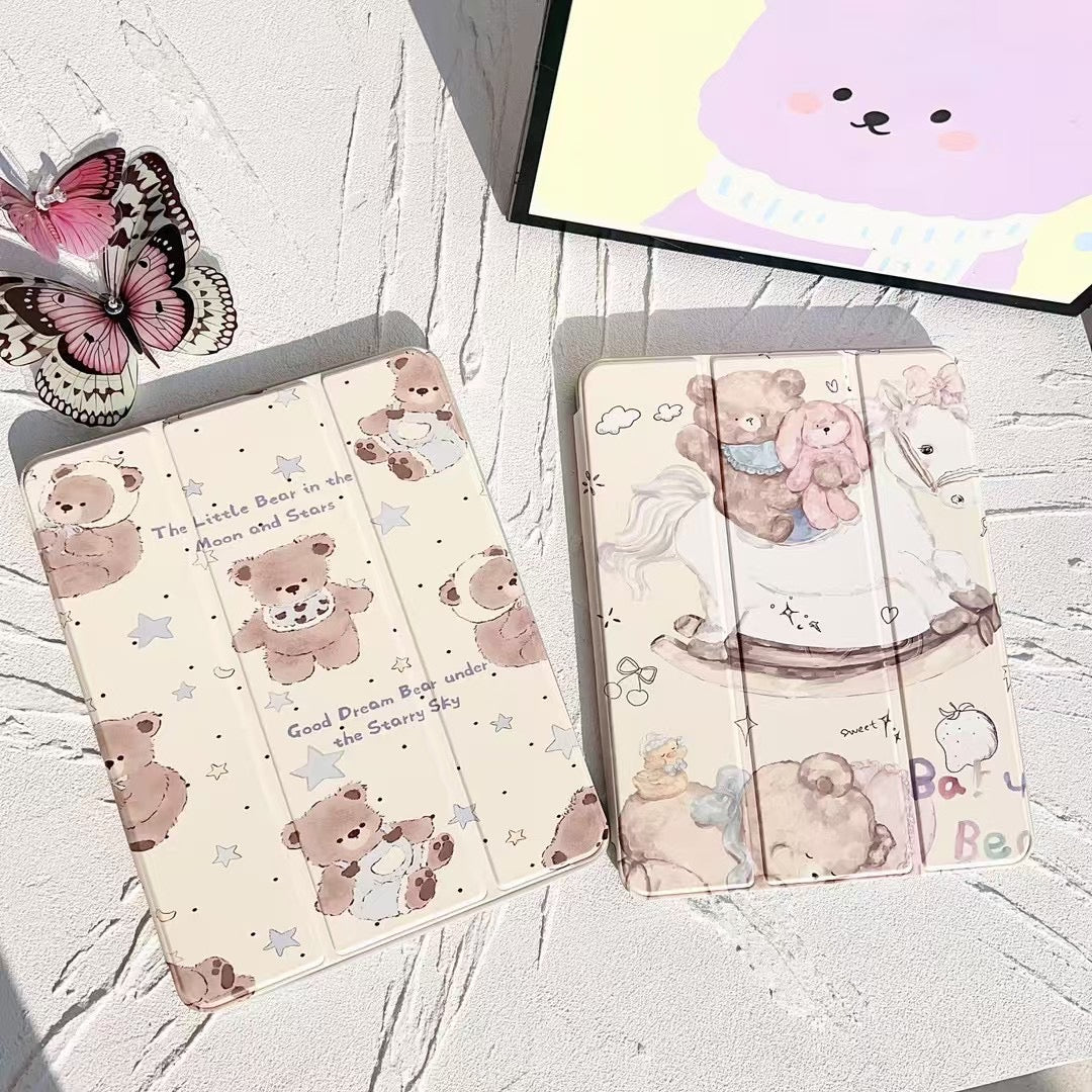 Cute Bear iPad Case Collection with Moon, Stars & Rocking Horse Design ...