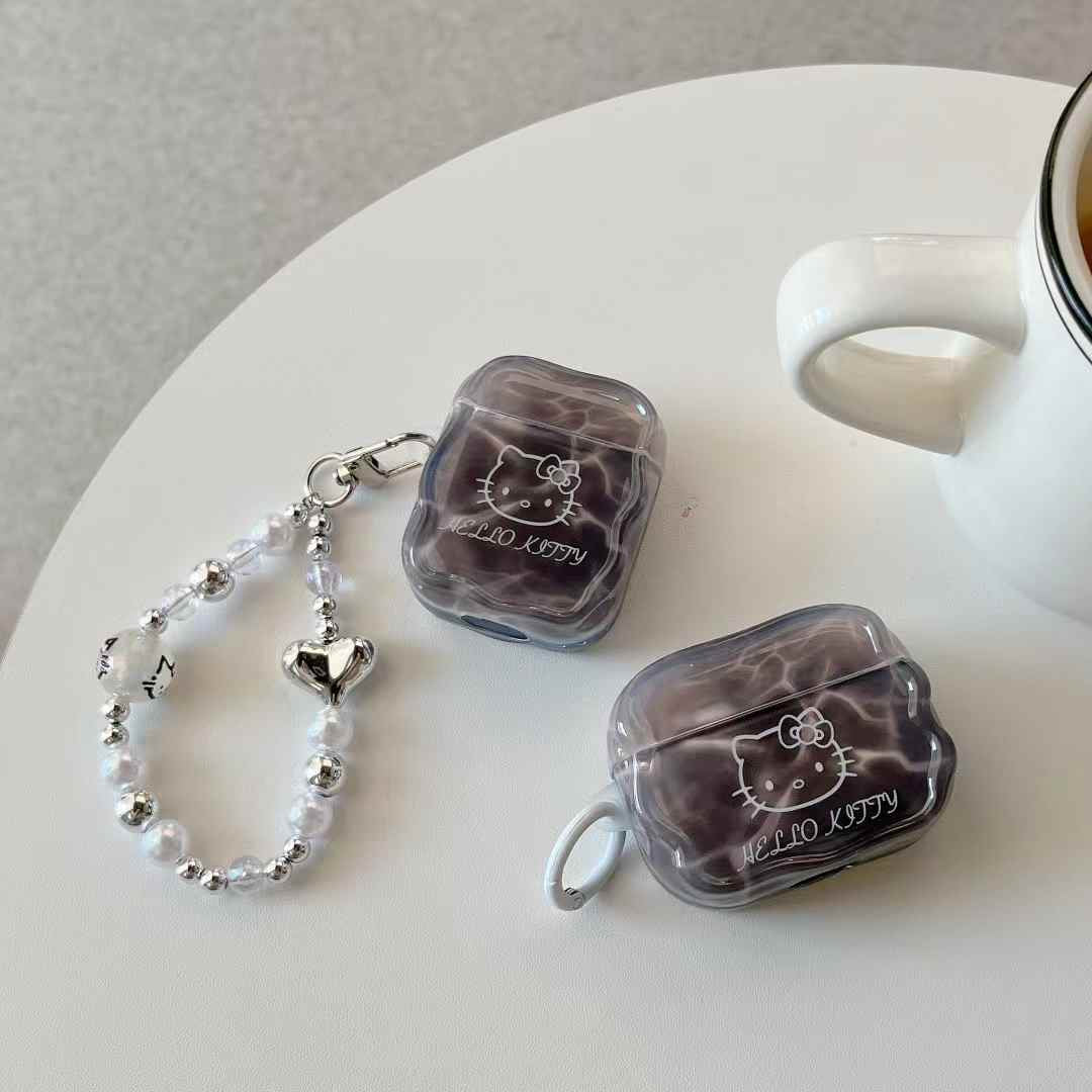 Cute Kitty Gradient Silicon Airpod Case With Beaded Charm – Kalakaar Indiaa